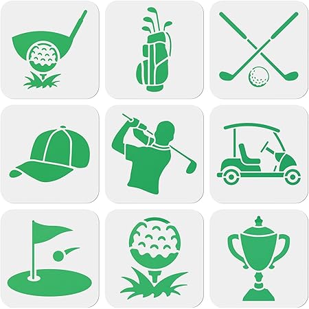 Amazon.com: MAYJOYDIY 9PCS Golf Stencils Set Golf Cart Caddy Golf Club ...