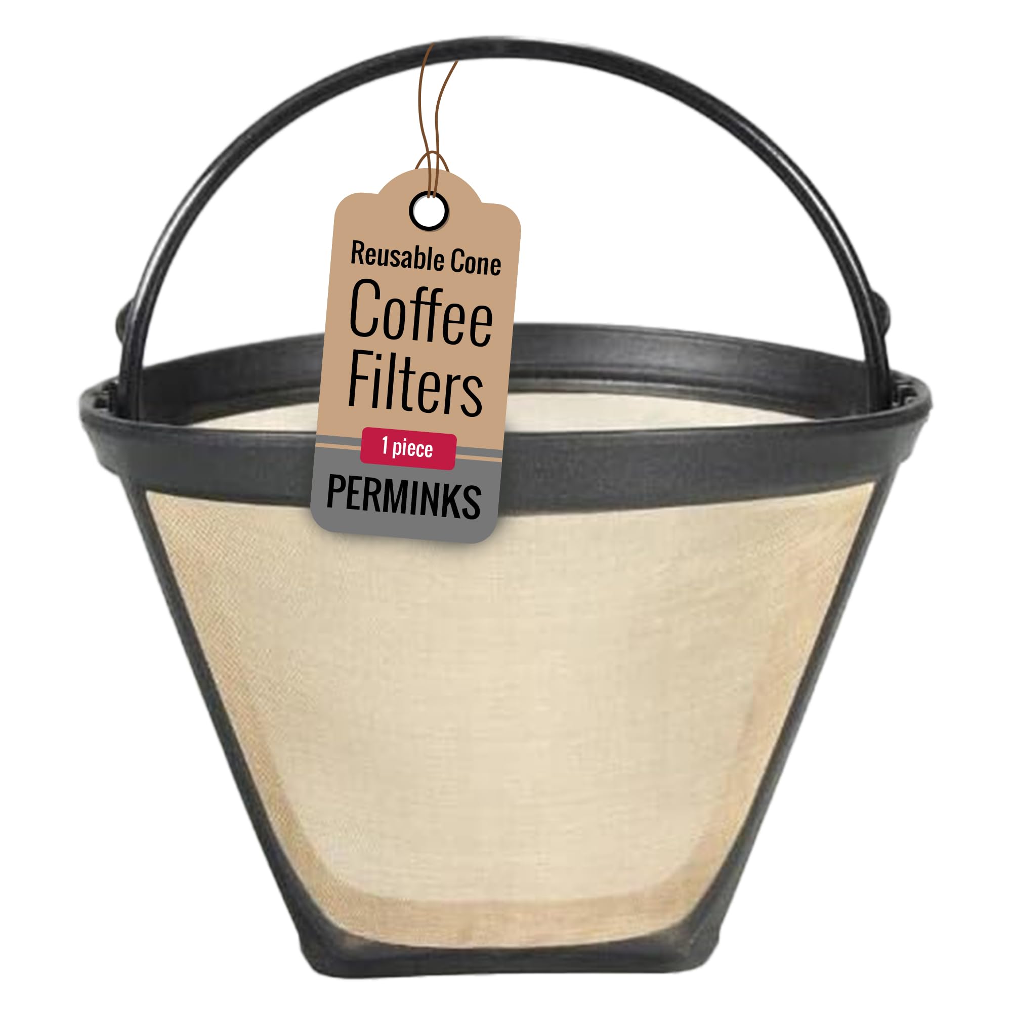 Amazon.com: PERMINKS Reusable #4 Gold Tone Mesh Cone Coffee Filter ...