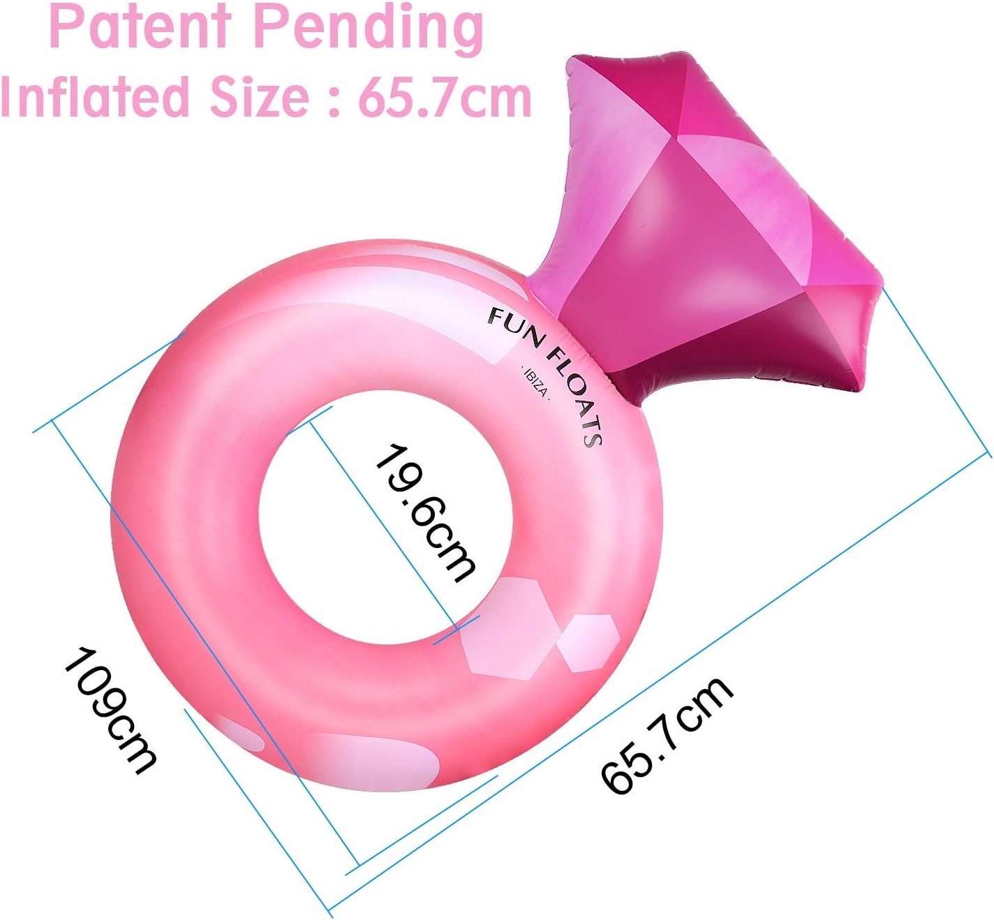 Fun Floats Inflatable Pink Diamond Ring Pool Float Tube for ...
