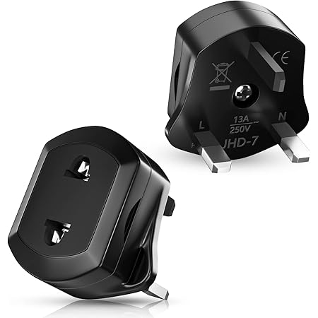 [2 Pack] Heavy Duty UK 1A Fuse Toothbrush Adaptor Plug Electric Shaver ...