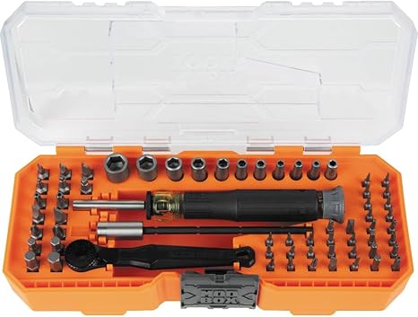 Klein Tools Precision Ratchet Screwdriver Set – 60-Piece Bit Set with ...