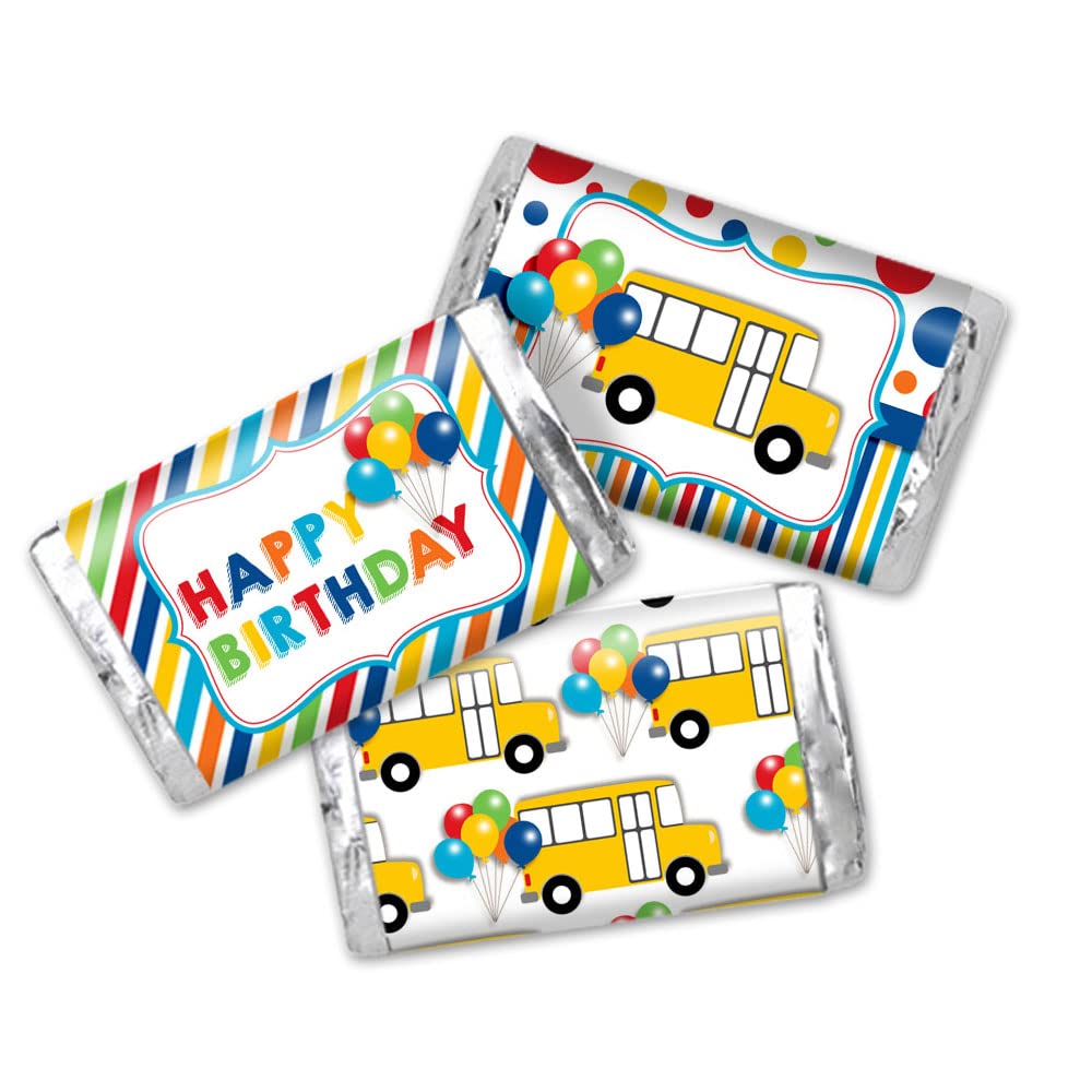 Snapklik.com : Wheels On The Bus Birthday Mini Chocolate Candy Bar ...