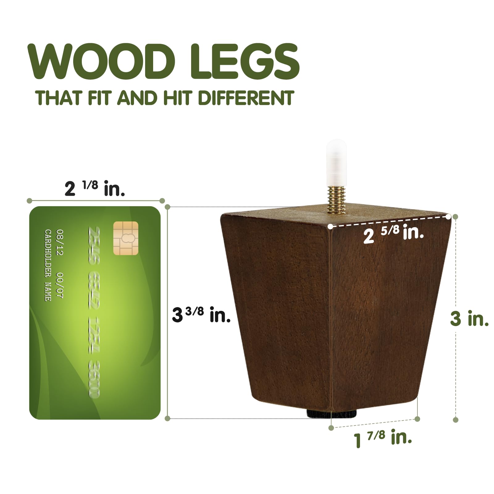 Snapklik.com : Yes4All 3 Inches Square Wood Furniture Legs Set Of 4 ...