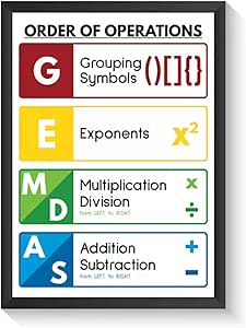 Amazon.com: Order Of Operations Poster Gems - GEMDAS POSTER, Math ...