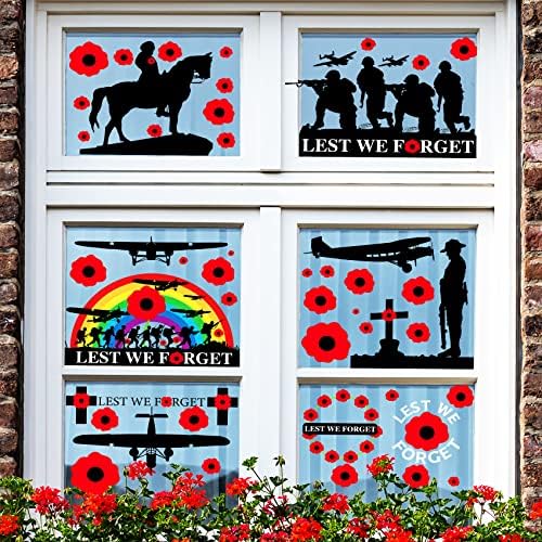 2PCS Poppy Stickers with a Lest we Forget Banner Running Through The ...