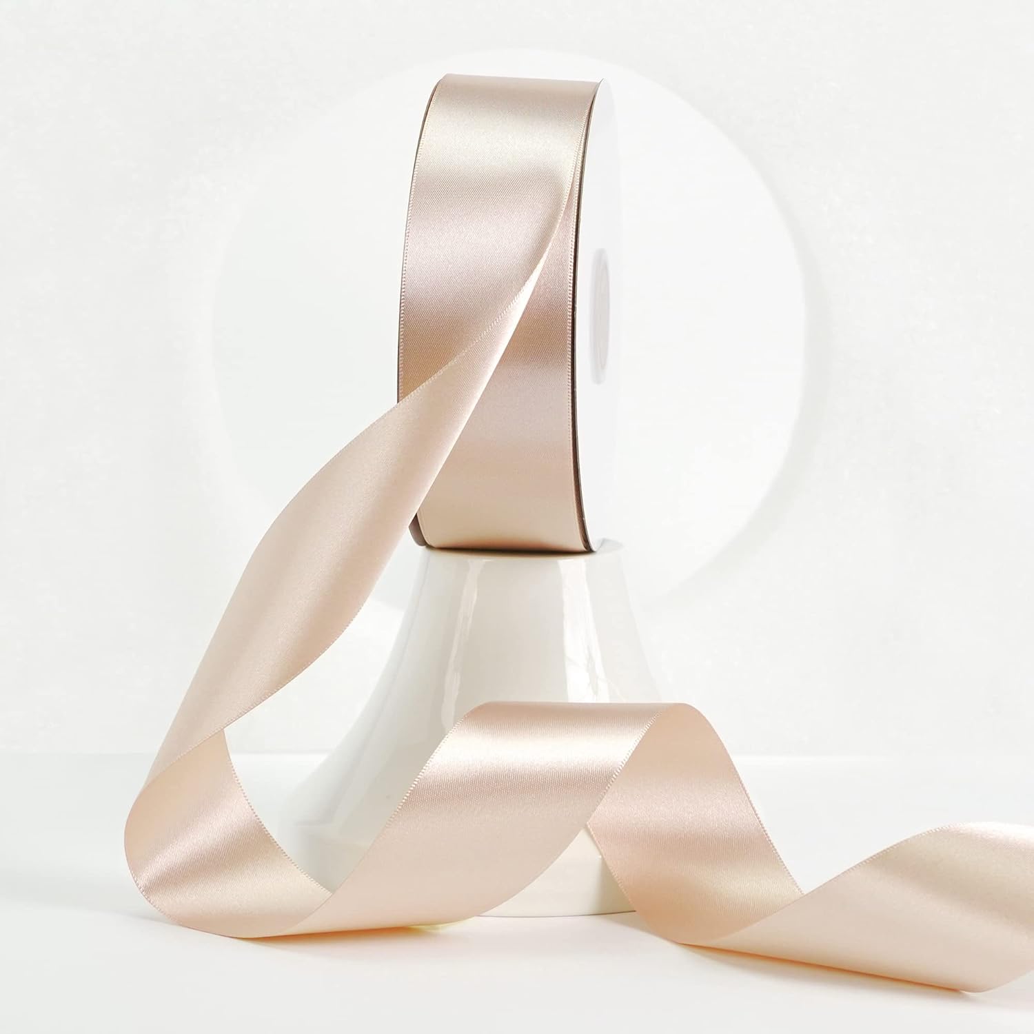 Amazon.com: MEEDEE Vanilla Satin Ribbon 1-1/2 Inch Vanilla Ribbon Lux ...