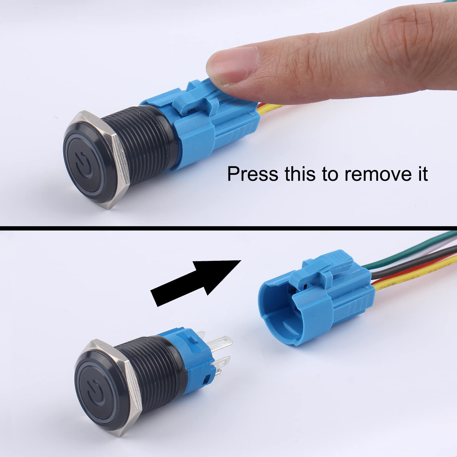 Snapklik.com : DMWD 2Pcs 16mm Latching Push Button Switch 12V-24V ON ...