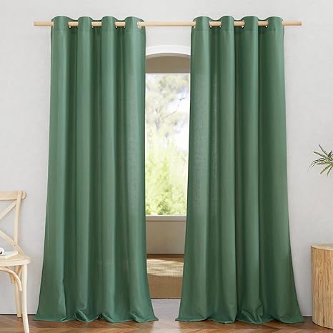Amazon.com: NICETOWN Thick Linen Olive Green Curtains & Drapes, Grommet ...