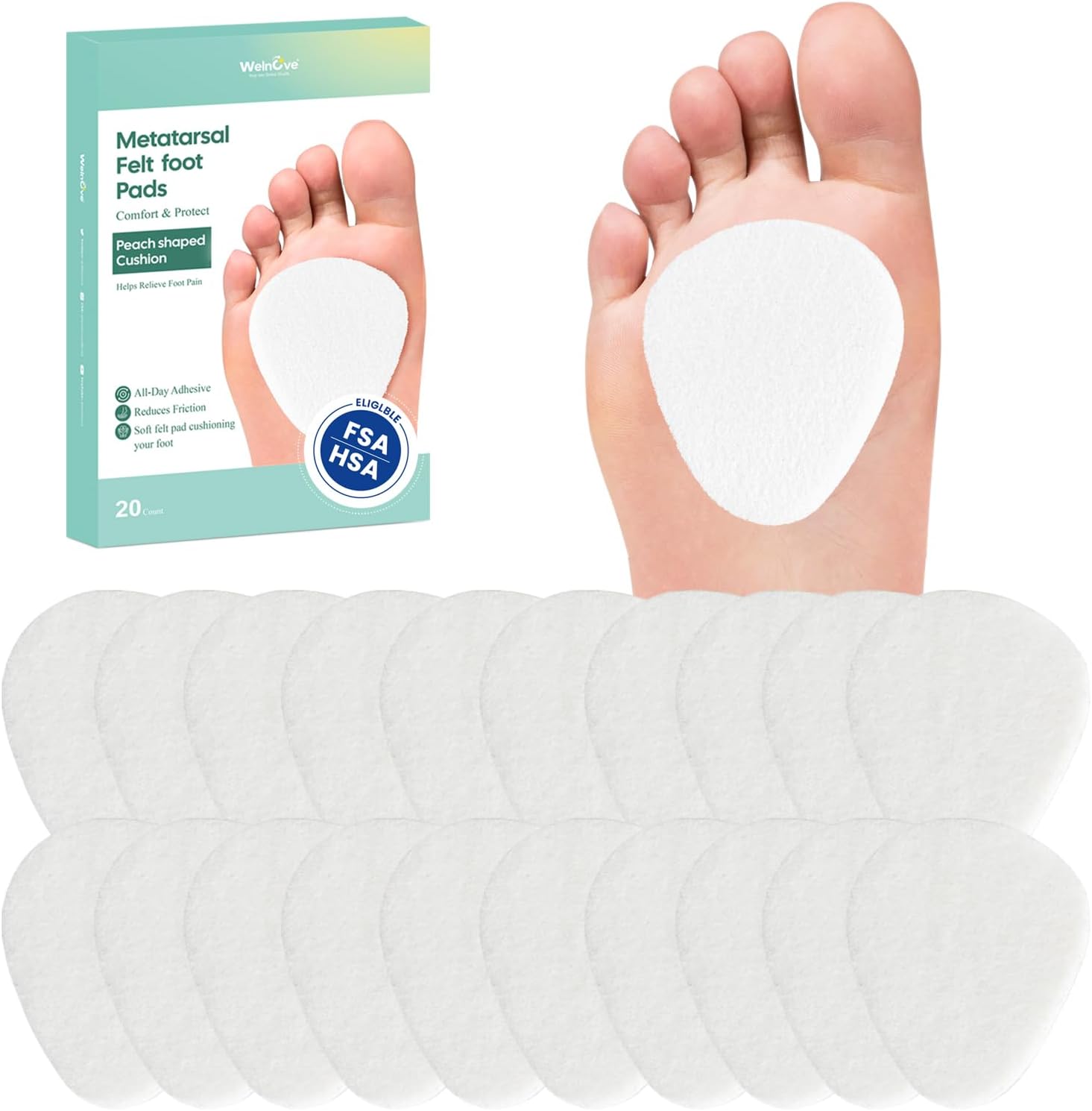 Amazon.com: 4-Pair Metatarsal Pads for Pain Relief - Bukihome Ball-of ...