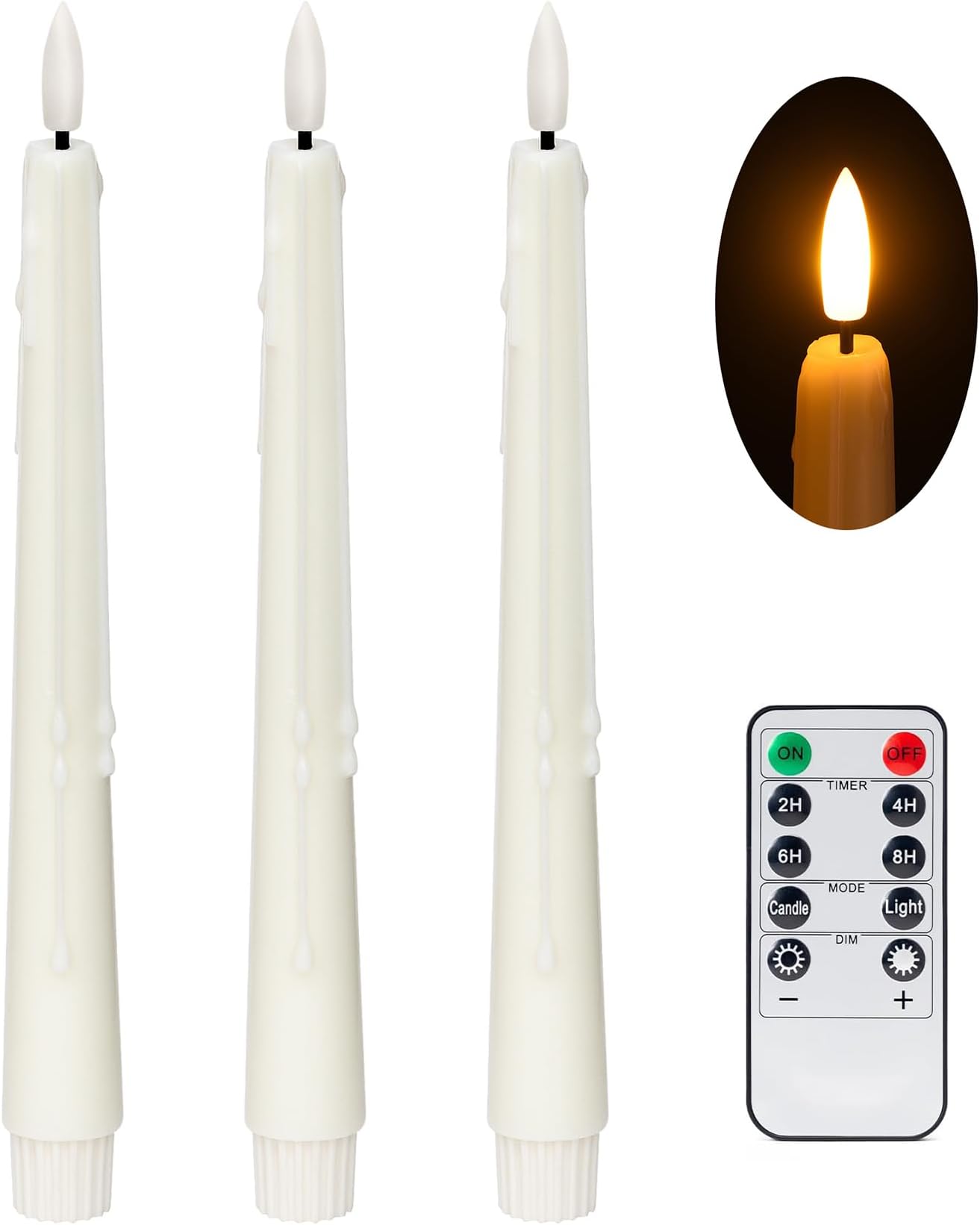 Stmarry Ivory LED Flameless Taper Candles with Remote and Timer, 9.65 ...