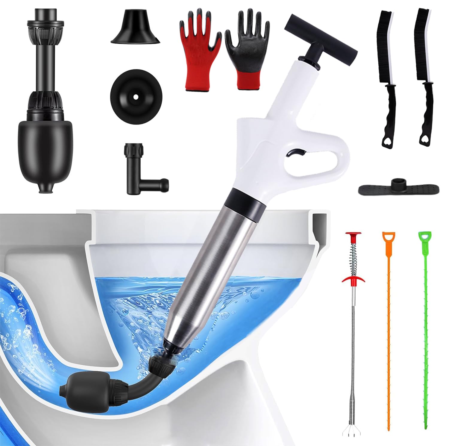 Toilet Plunger for Bathroom, Heavy Duty Unclogger High Pressure Air ...