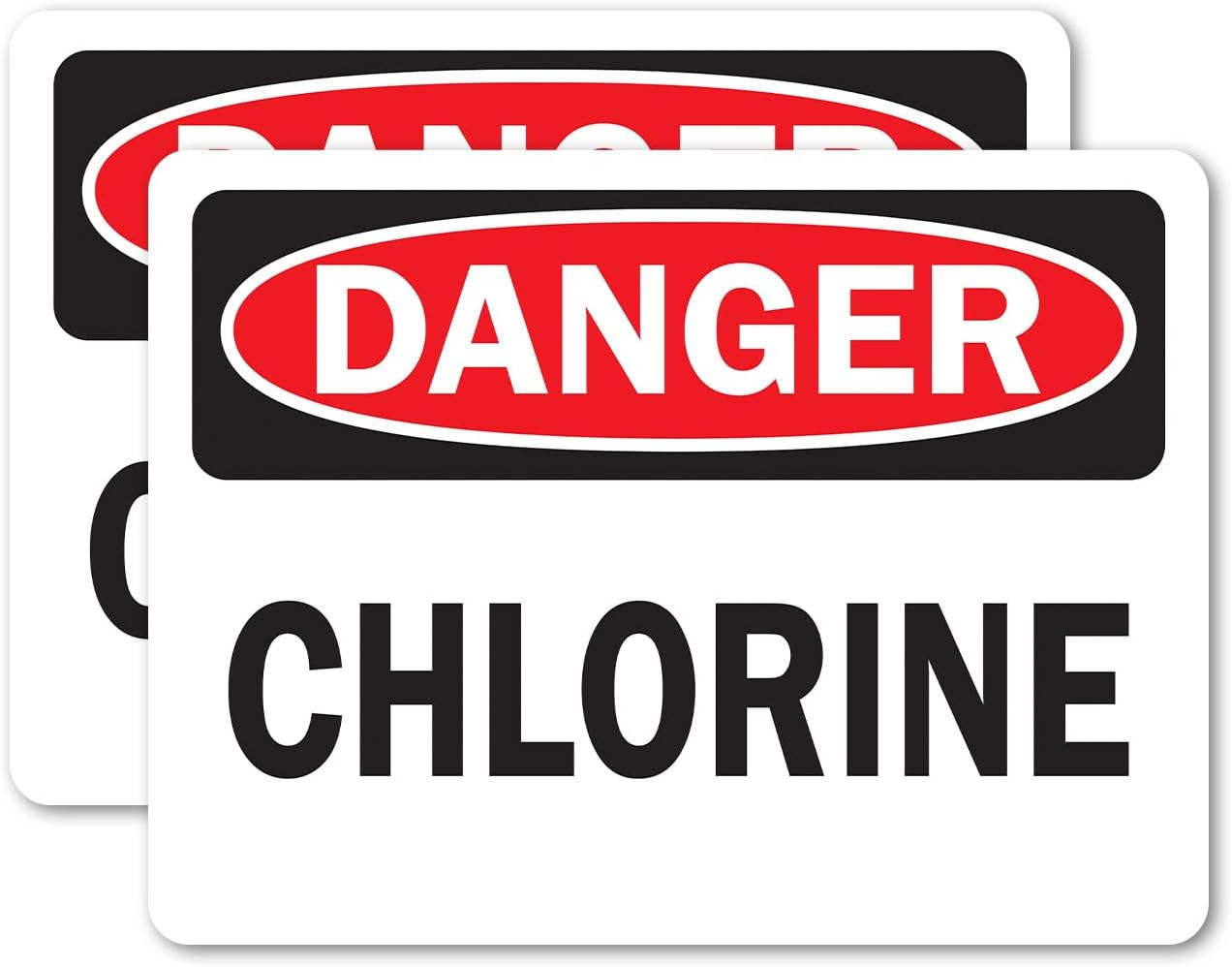 Amazon.com: (2 Pack) Chlorine OSHA Danger Sign 10 Inch X 7 Inch Vinyl ...
