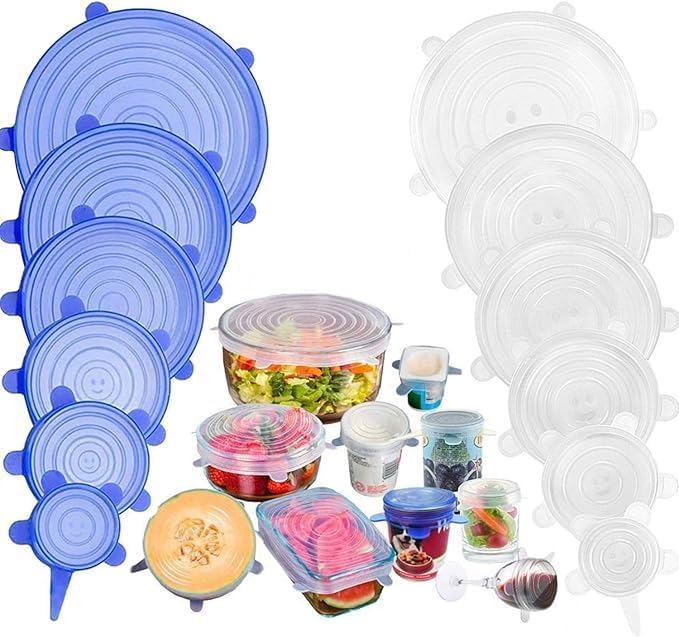 Surinka Silicone Stretch Lids Rectangle, Reusable Food Container Lids ...