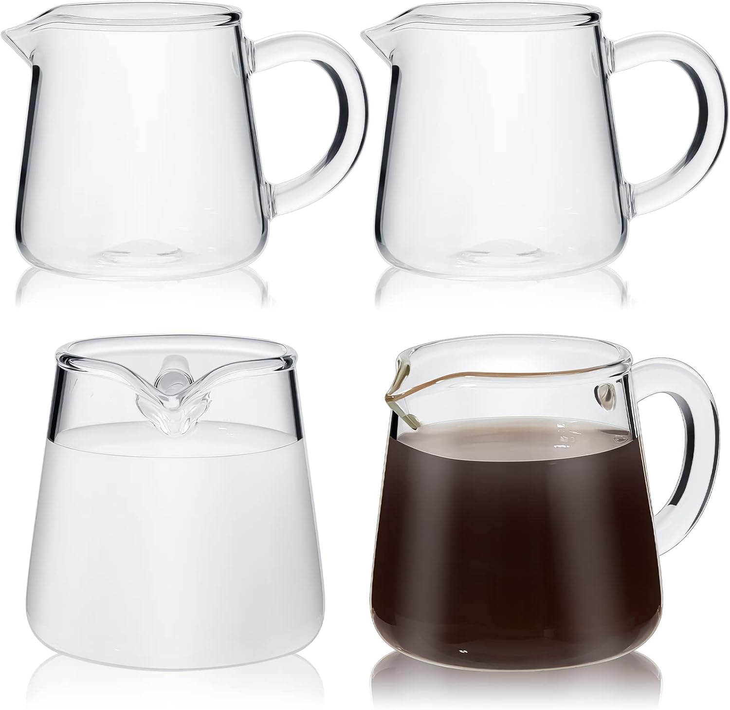 Amazon.com | Leinuosen 4 Pcs Small Glass Creamer Pitcher Set ...