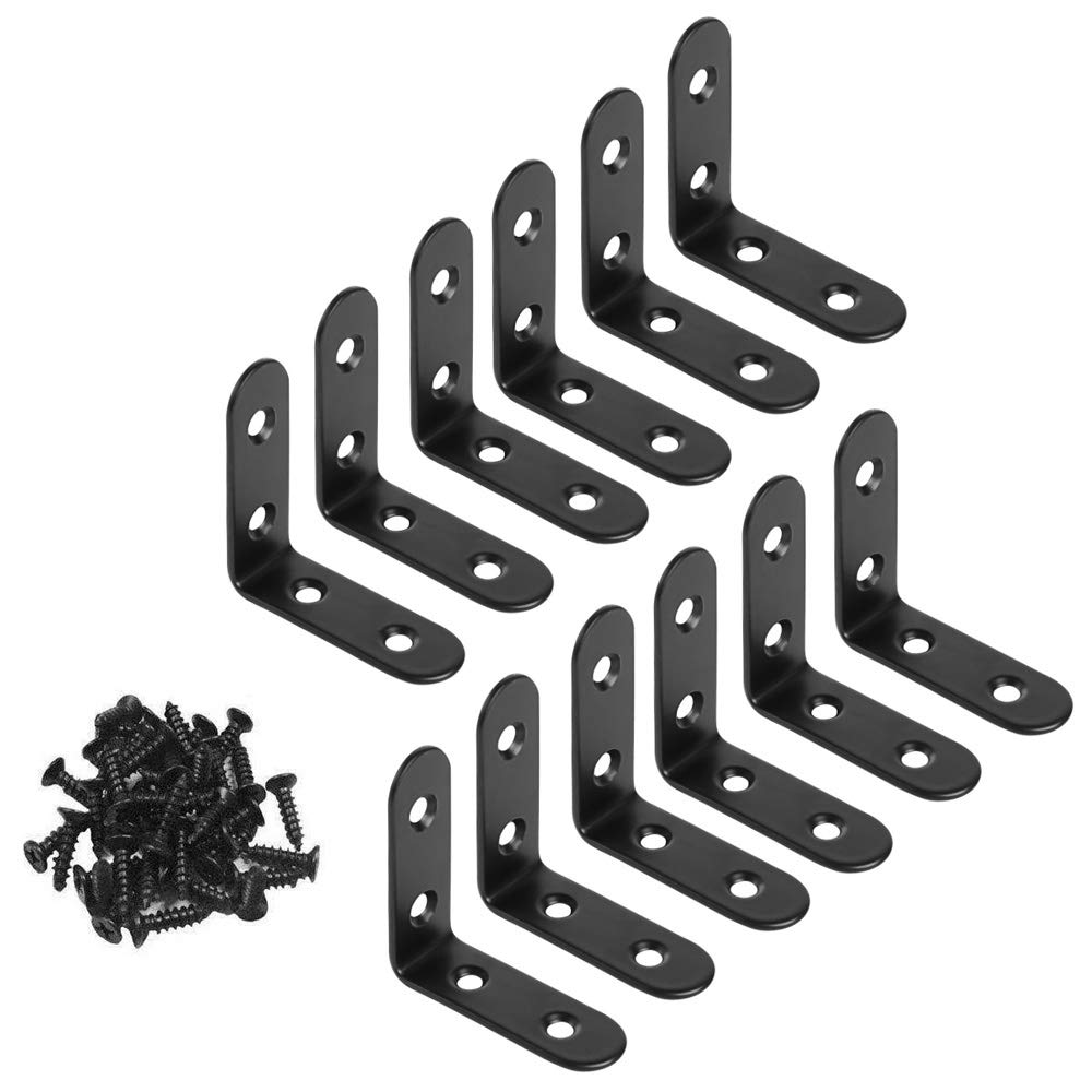 Amazon.com: Black Corner Brace L Brackets - 12 Sets of 50mm Stainless ...