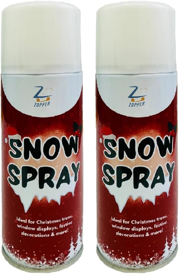 ZOPPER Artificial Snow Spray Set of 2 Cans - Snow Spray for Christmas ...