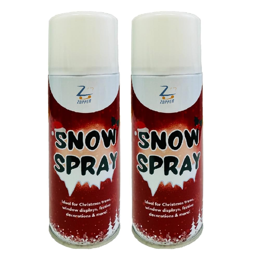 ZOPPER Artificial Snow Spray Set of 2 Cans - Snow Spray for Christmas ...