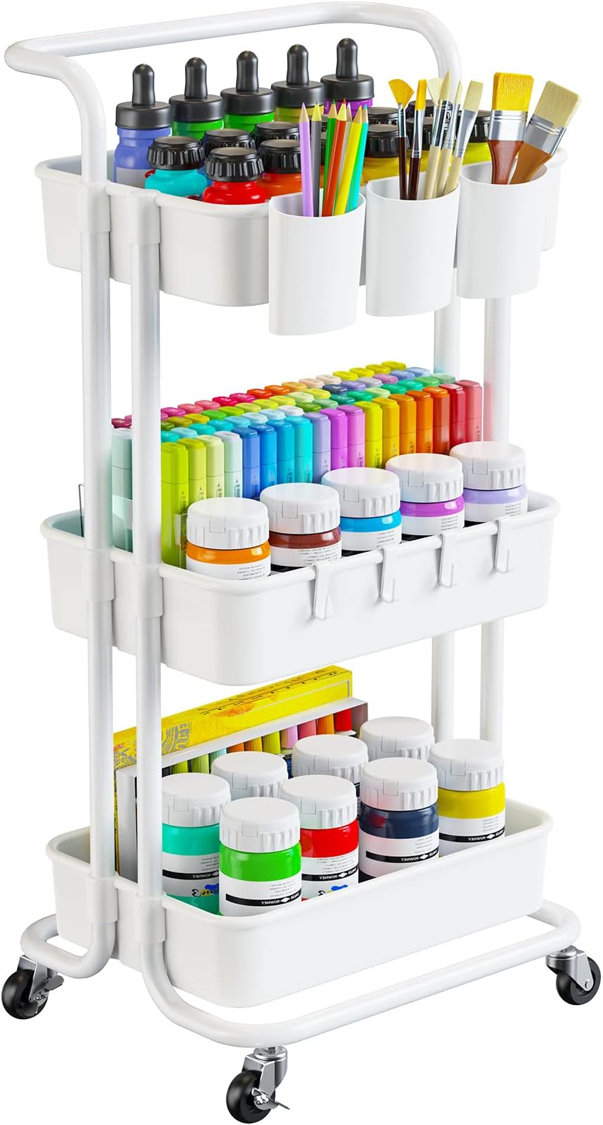 Amazon.com: Pipishell 3-Tier Rolling Cart with Wheels - Rolling Storage ...