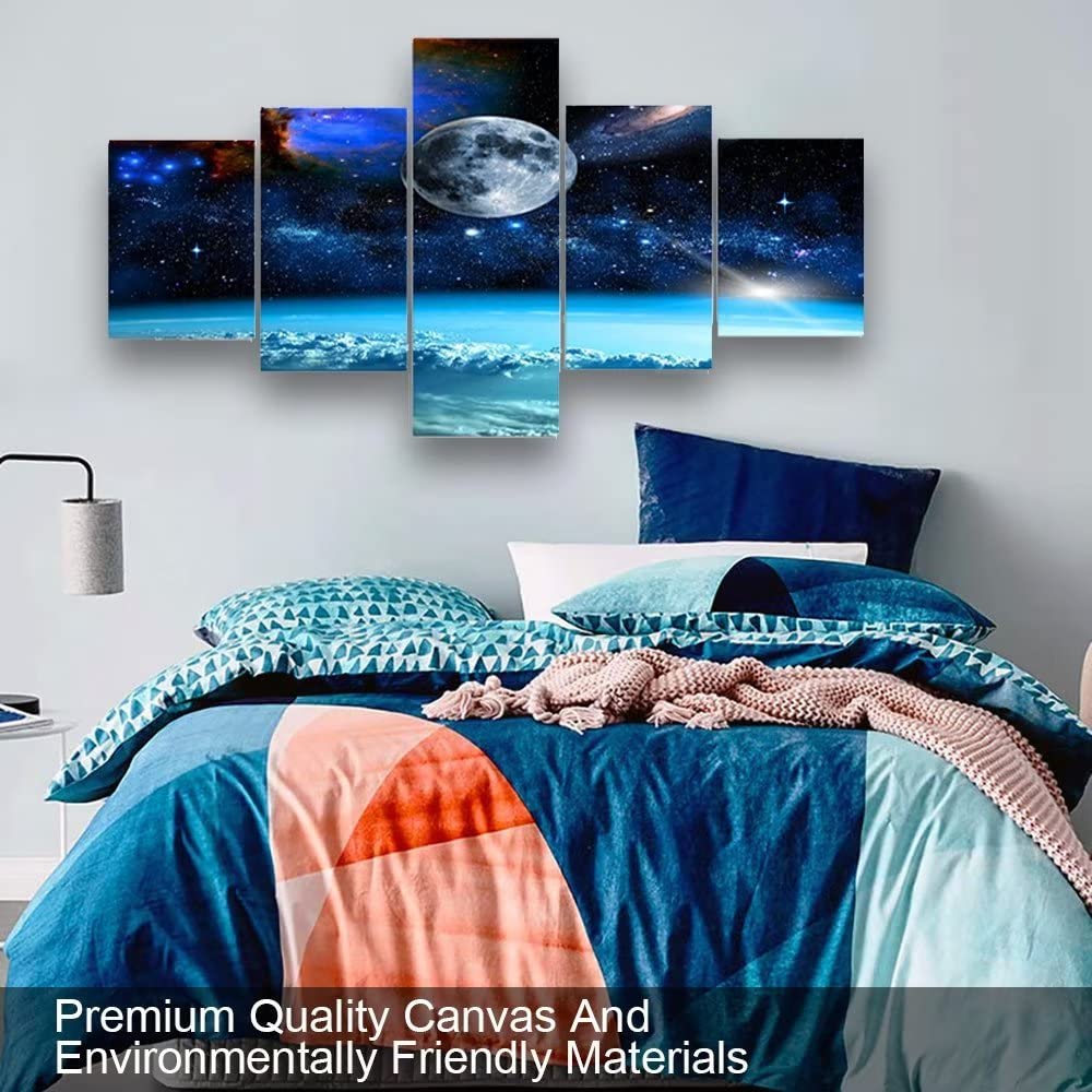 HDQ Art Outer Space Wall Art Large Galaxy Earth Canvas Wall Decor ...