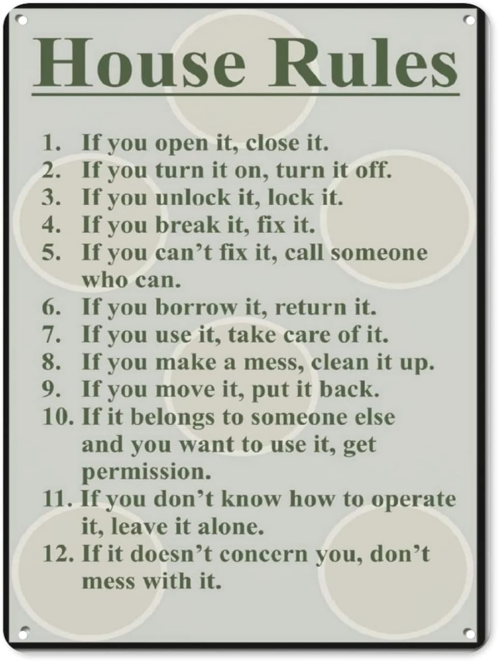 Amazon.com: House Rules Funny Tin Sign Metal Wall Poster Wall Decor ...