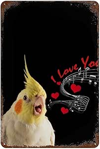 Amazon.com: Cute Parrot Cockatiel Singing Retro Tin Sign Vintage Metal ...
