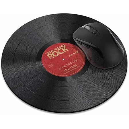 Amazon.com: WIRESTER Non-Slip Round Mousepad, Vintage Vinyl Record Red ...