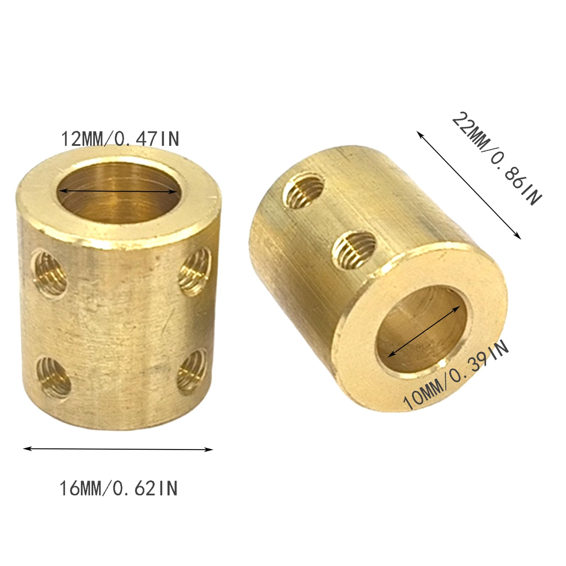 Snapklik.com : 5Pcs 10mm To 12mm Brass Rigid Motor Shaft Coupling ...