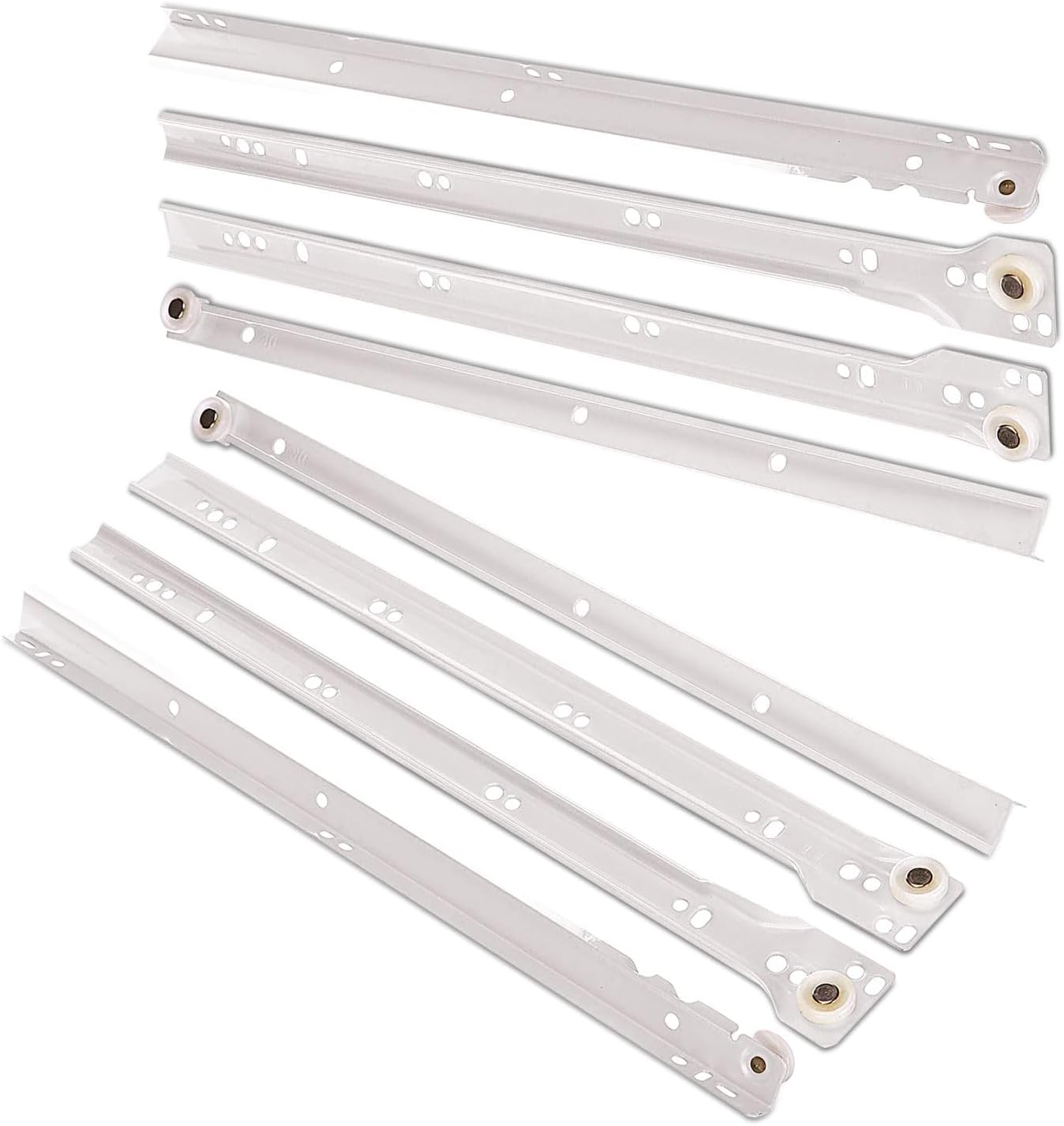 2 Pairs of High Quality Drawer Runners / Runners Bottom Fix Metal White ...