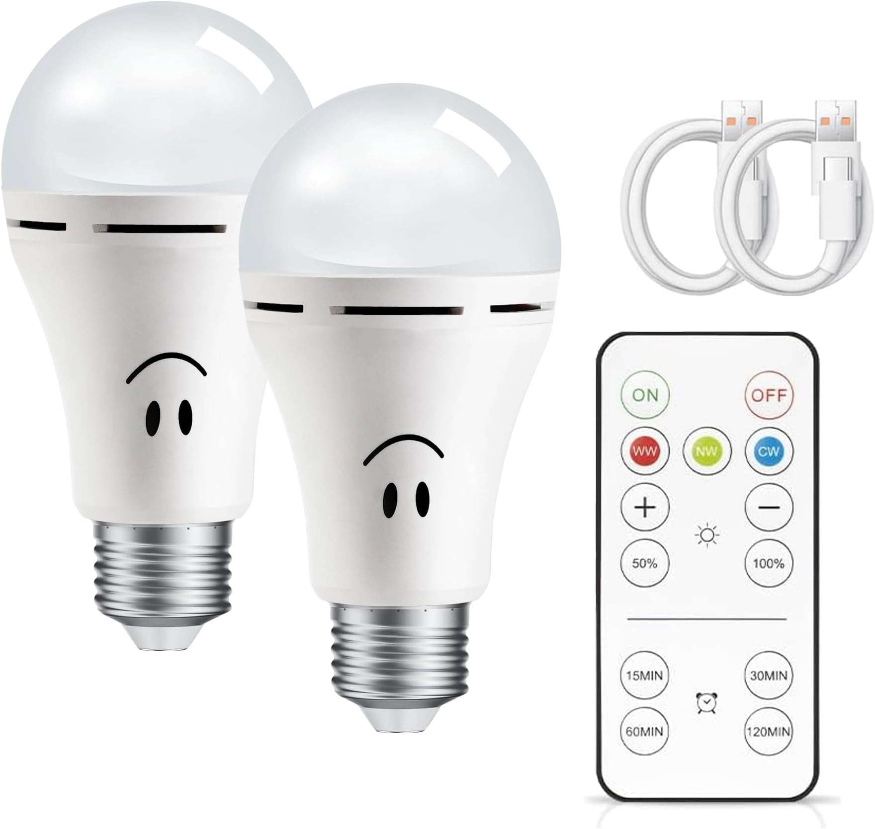 SCOPOW 1PC Rechargeable Light Bulbs with Remote Control Timer and 3 ...