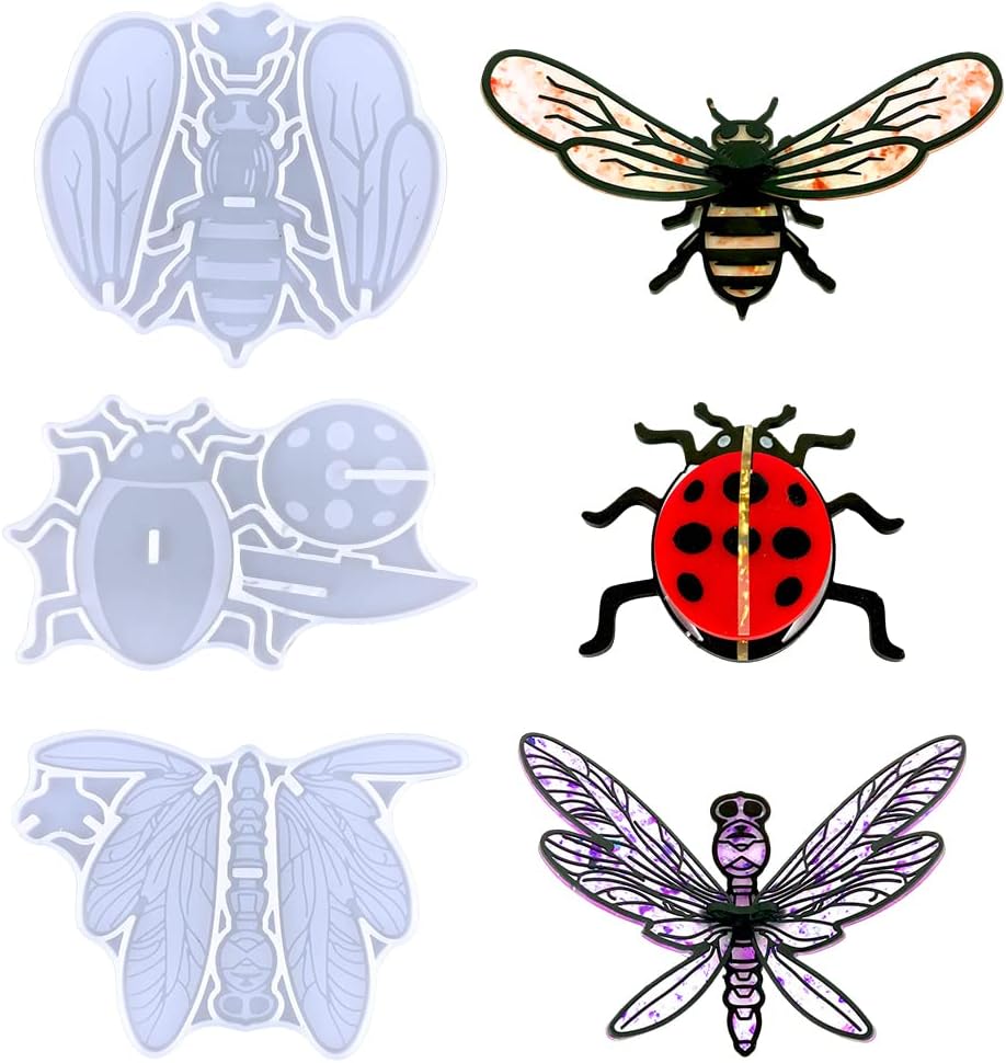 DIYBravo 3 PCS Insect Resin Moulds, Animal Resin Silicone Moulds Bee ...