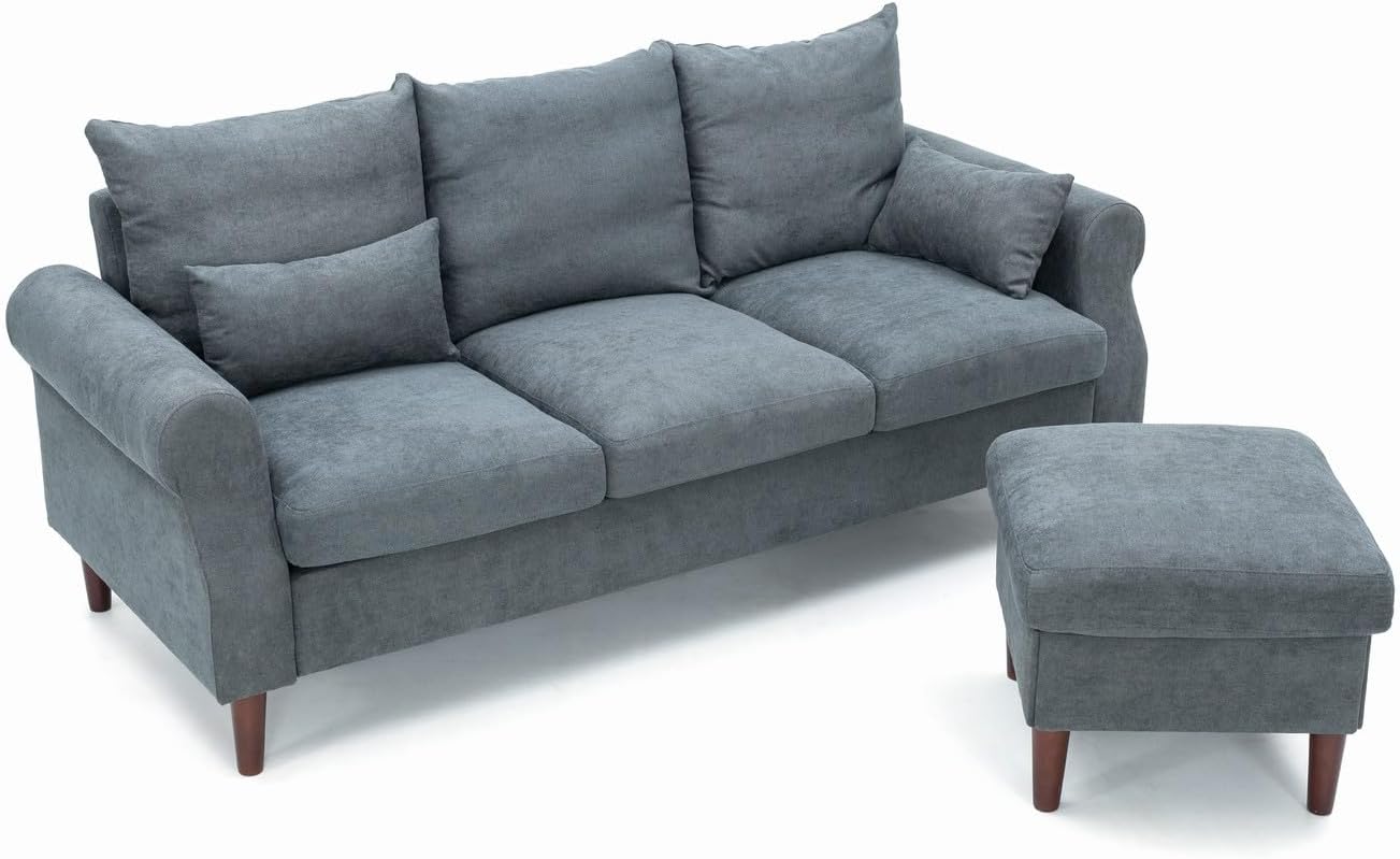 Amazon.com: Panana 3 Seat Sofa with Ottoman Set, Modern Sofa- 3 Seater ...