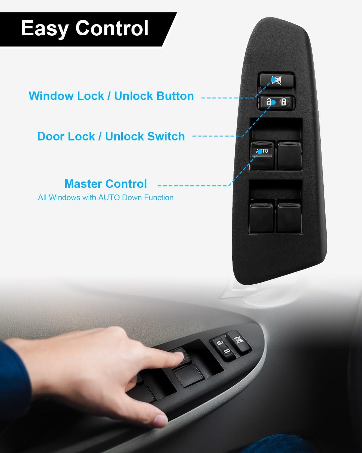 Interruptor maestro de ventana totalmente ensamblado y bisel lateral ...