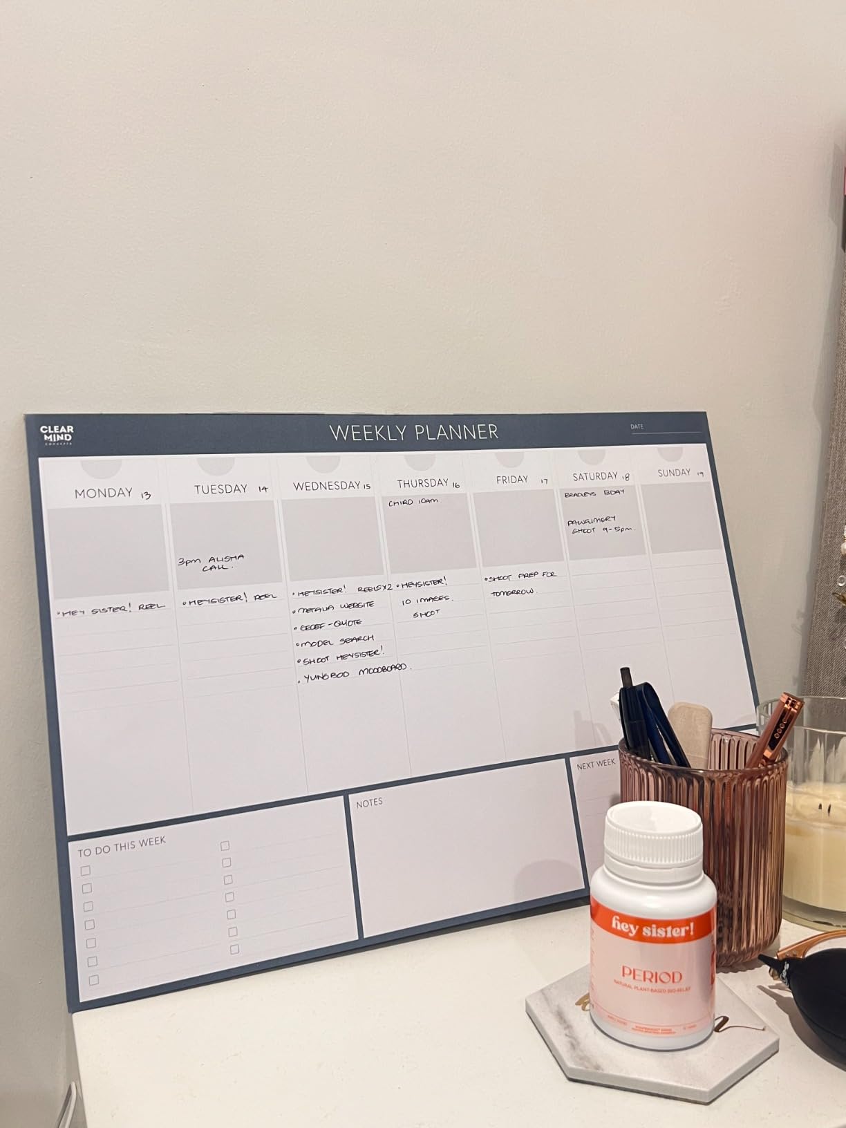 Clear Mind Concepts® Weekly Planner Desk Pad - A3 Large (29.7 × 42cm), 52 Undated Tear-Off ...