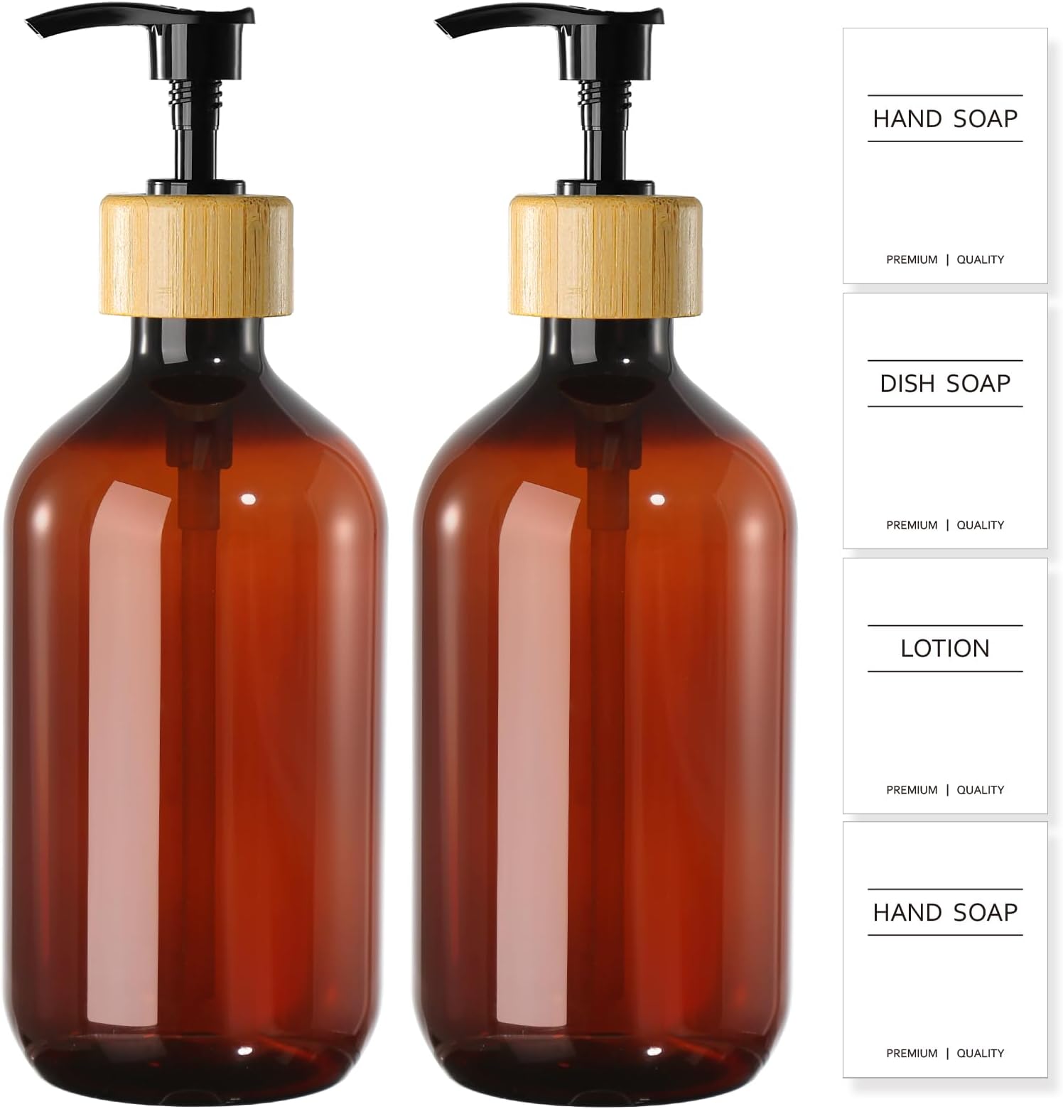 Amazon.com: KIUSOWAYD 2 Pack Amber Plastic Soap Dispenser, 16 oz ...