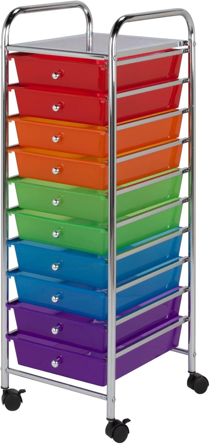 Amazon.com: FDMASK 10-Drawer Multi-Color Rolling Cart, Rainbow : Office ...
