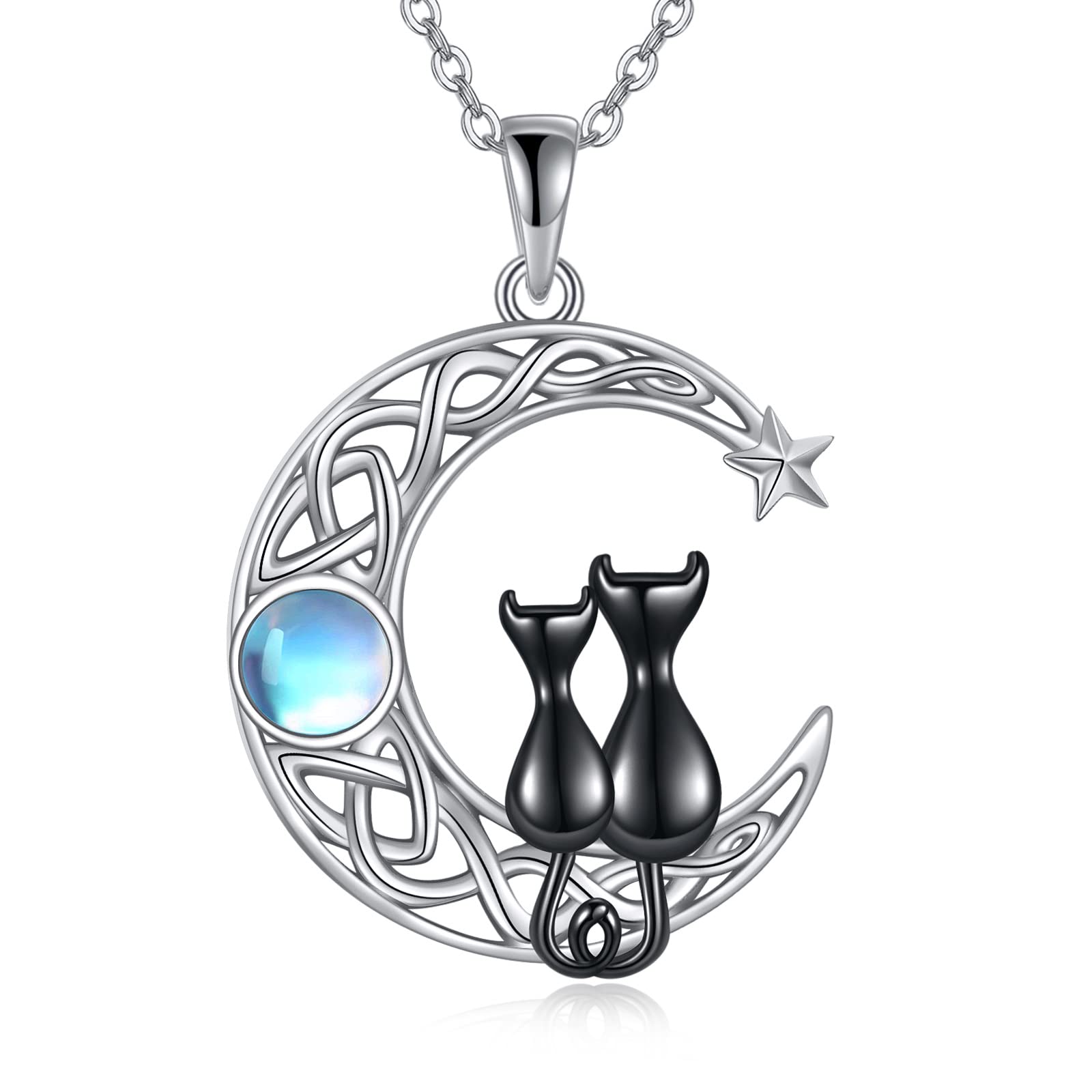 Amazon.com: VONALA Celtic Moon Cat Necklace for Women Sterling Silver 2 ...