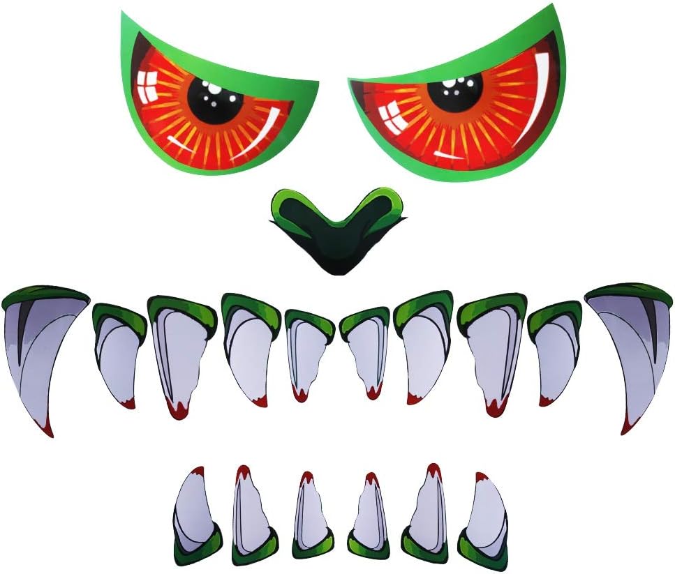 Amazon.com: DR.DUDU Halloween Green Monster Face Garage Door Decoration ...