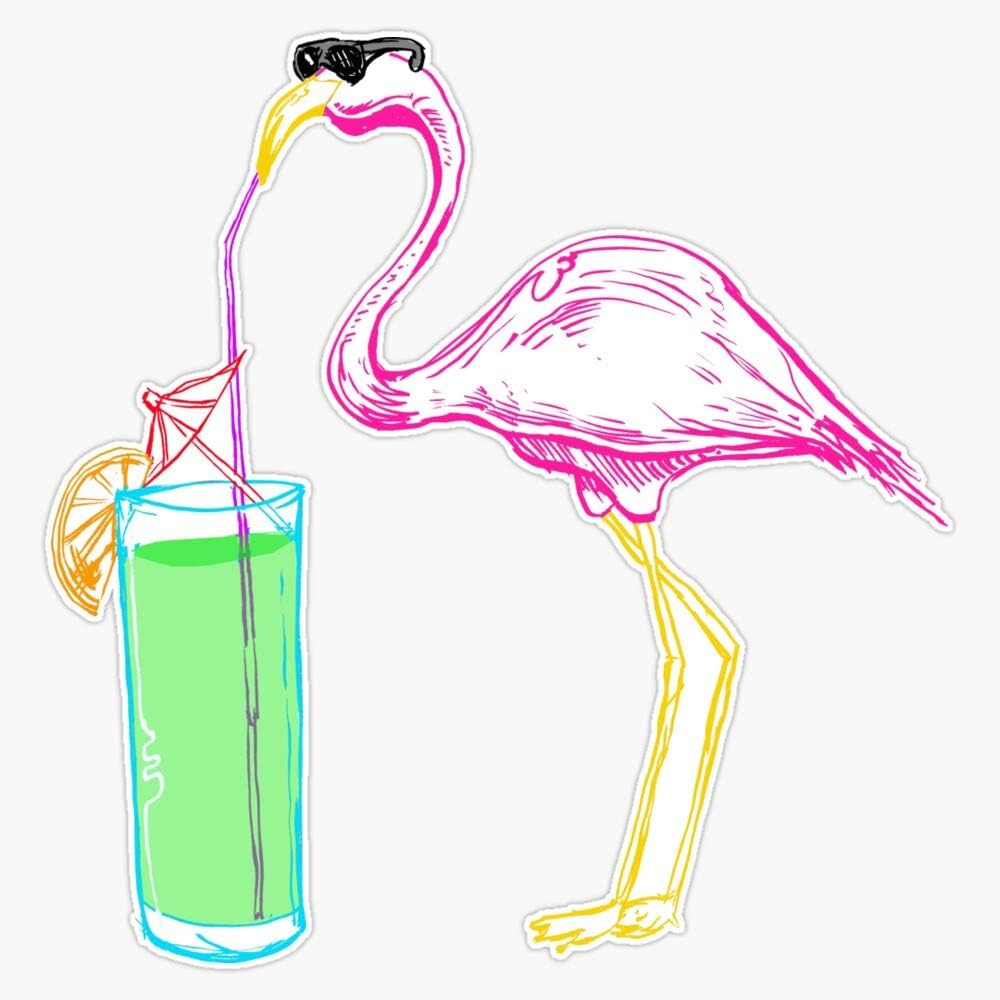 Amazon.com - Flamingo Sticker Vinyl Sticker Decal (2 Pack) - 5 Inches ...