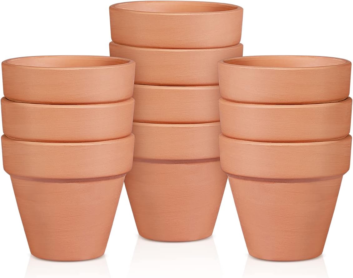 Amazon.com: OLEEP Clay Pot - 10 Pack Large Terra Cotta Plant Pot with ...