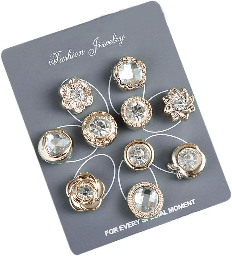 Amazon.com: 20Pcs Women Shirt Brooch Buttons Pearl No Sew Button Pins ...