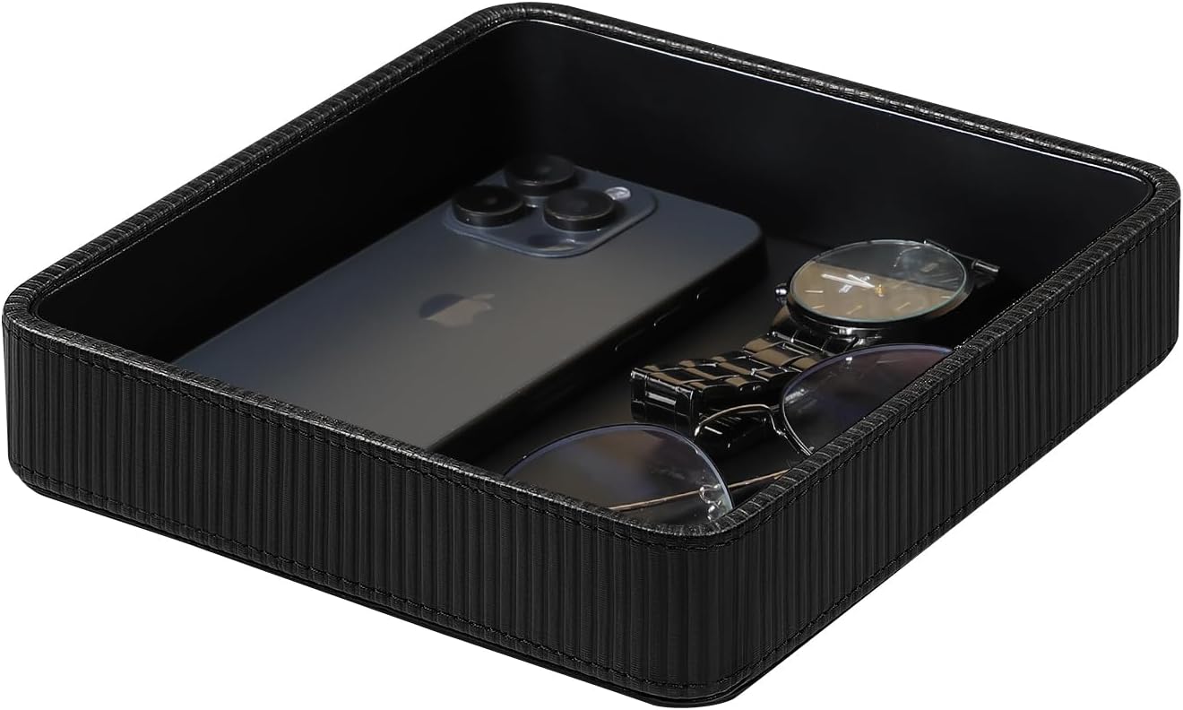 Amazon Basics Plastic Desk Organizer - Accessory Tray, Black: Office ...