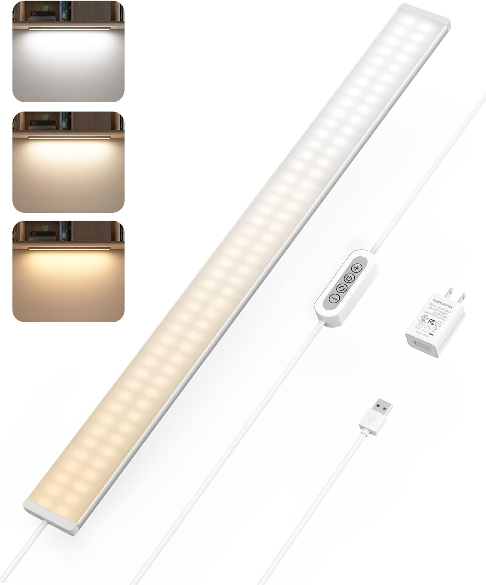 ASOKO Dimmable Desk Light Strip Bar, 3 Temps Under Cabinet Lighting ...