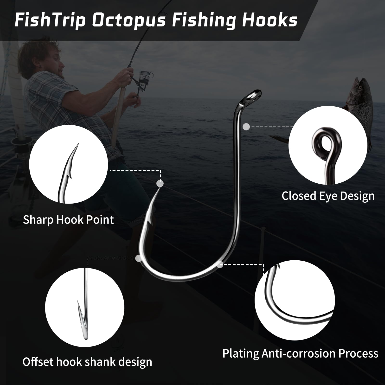 Snapklik.com : Octopus Hooks Fishing Saltwater - 100pcs Offset Beak ...