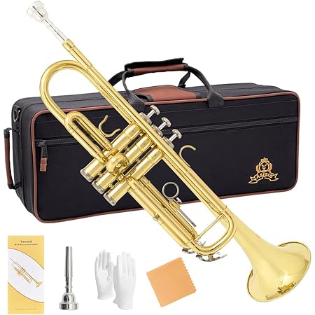 Amazon.com: Glory Brass Bb Trumpet with Pro Case +Care Kit, Gold ...