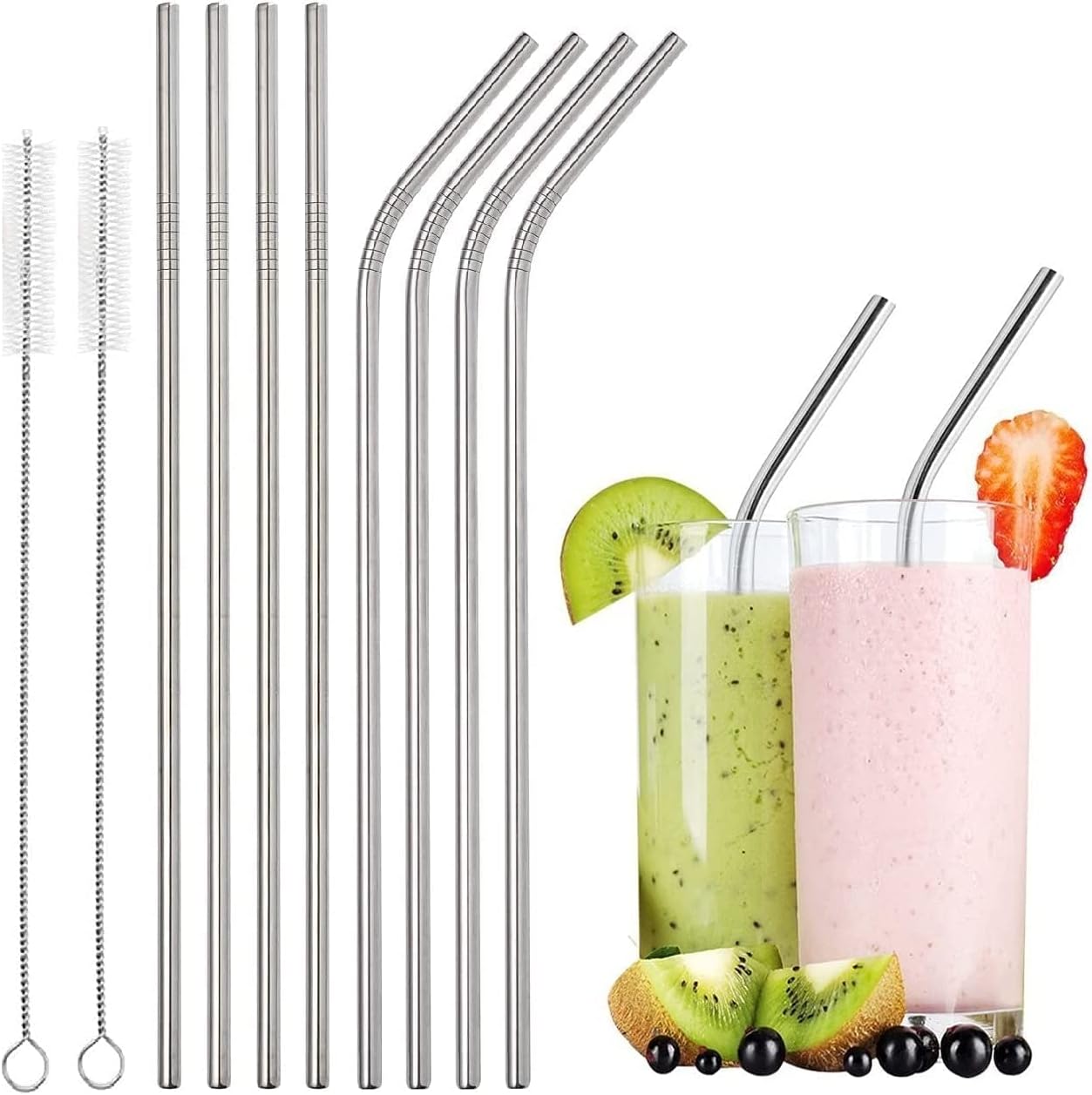 ANTIL'S Reusable Stainless Steel Drinking Straw Sipper (2 Straight ...
