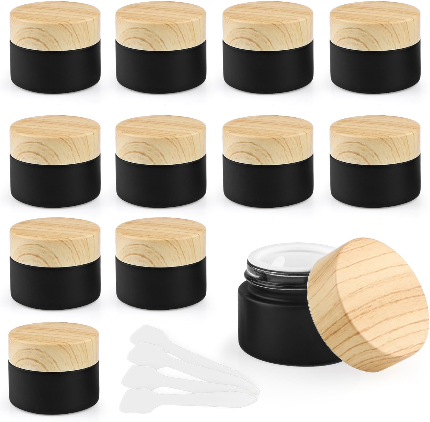 Amazon.com: Black Glass Professional Heavy Thick Wall Balm Jar with ...