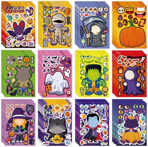 Amazon.com: 60 Sheets Halloween Stickers Crafts for Kids - Make-A ...