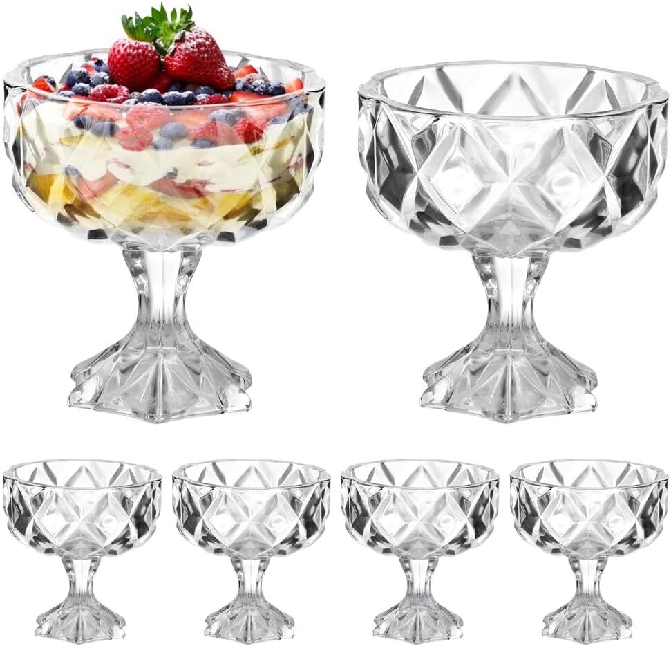 Amazon.com | Hlukana 6 Pack Small Glass Dessert Cups with Spoons, 5 oz ...
