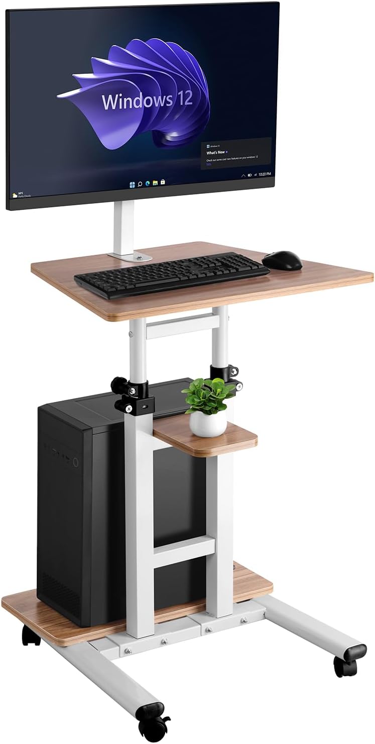 Amazon.com: Portable Rolling Single Monitor Stand cart, Height Adjust ...