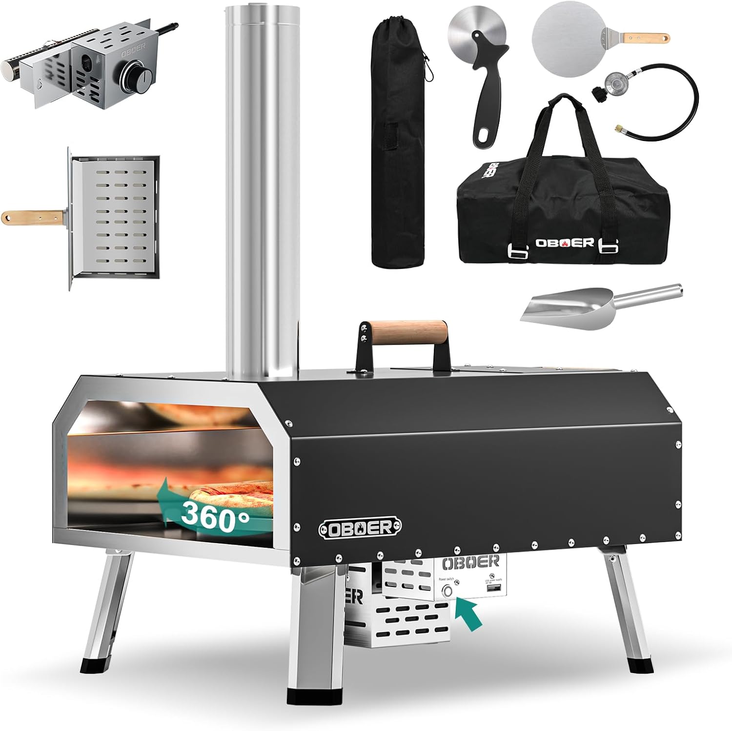 Amazon.com: NAIZEA Pizza Oven Outdoor,13" Electric Multi-Fuel Pizza ...